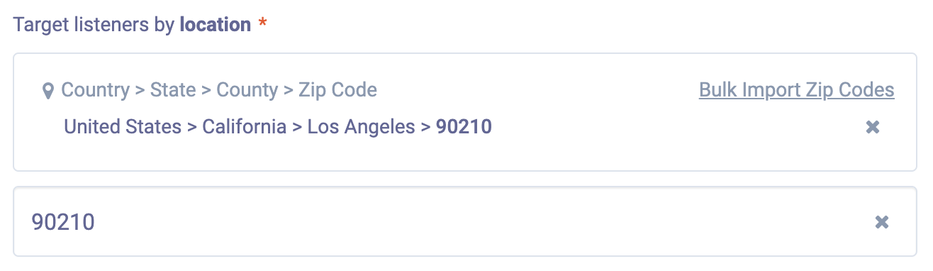 How to bulk upload zip codes