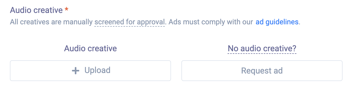 How to request an audio ad created by AudioGO